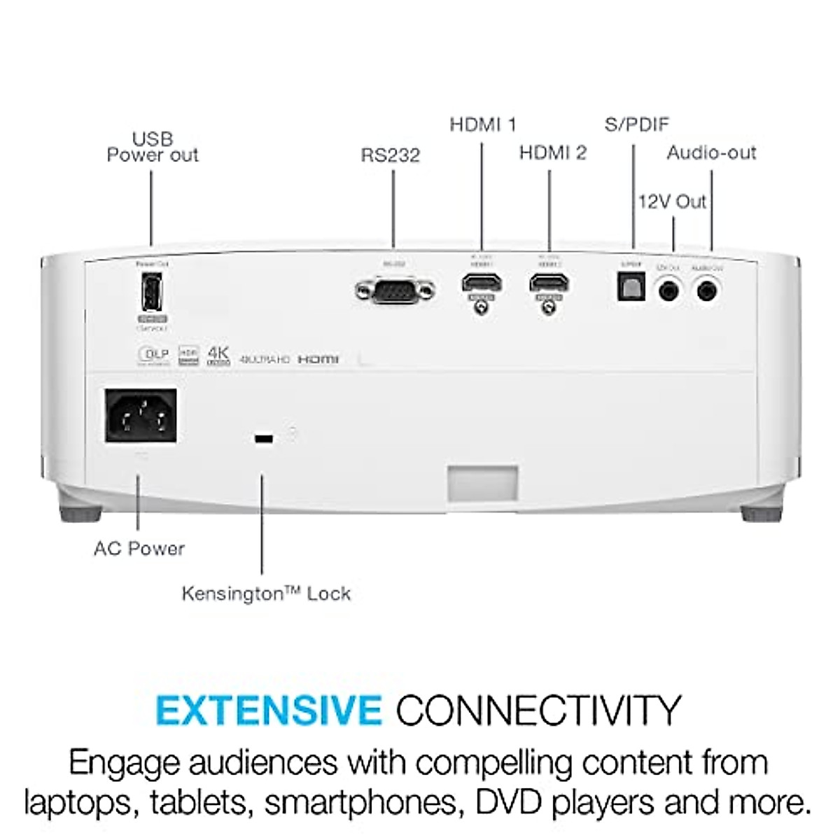Optoma UHD35x True 4K UHD Gaming Projector | 3,600 Lumens | 4.2ms Response Time at 1080p with Enhanced Gaming Mode | 240Hz Refresh Rate | HDR10 & HLG