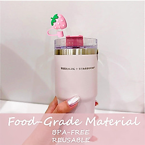 GAISHION 8Pcs Straw Covers Cap Toppers Tips Compatible with Stanley 40/30 oz Tumbler Cups,Reusable Cute Silicone Straw Lids Protectors for 0.4 in/10mm Stanley Cups Straws Accessories(8PCS)