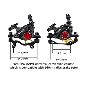 BUCKLOS Zoom HB-100 MTB Line Pulling Hydraulic Disc Brake Calipers Front + Rear, Aluminum Alloy Mountain Bike Hydraulic Disc Brakes with is/PM Universal Caliper Adapter for XC Trail, Fat Bike…