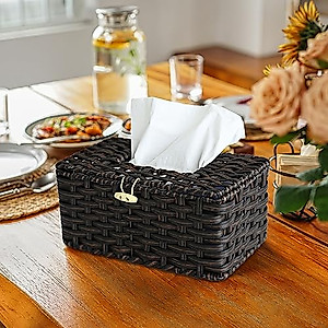 GRANNY SAYS Tissue Box Cover Rectangular, Tissue Box Holder, Waterproof Tissue Holders for Bathroom, Tissue Cover Box with Bottom, Decorative Facial Tissues Cube Box, Brown