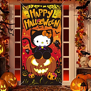 Halloween Door Cover Halloween Birthday Party Door Decorations Door Banner 35.4 X 70.8 Inches Door Cover Halloween Birthday Decorations Sign Front Door for Halloween Party Supplies Decor