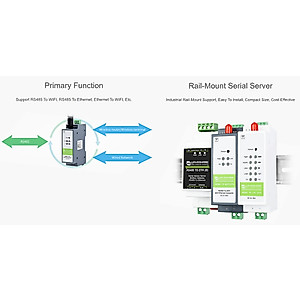 waveshare RS485 to WiFi/Ethernet Module, Modbus MQTT Gateway, Rail-Mount RS485 Serial Server, with RS485, WiFi and Ethernet Ports, Support RS485 to WiFi, RS485 to Ethernet, Ethernet to WiFi, etc.