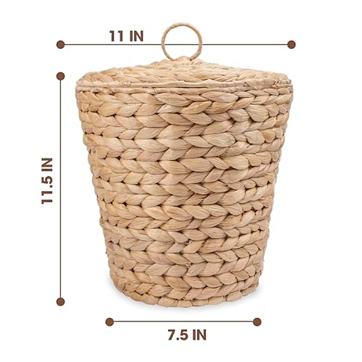 TREVIETDECOR Wicker Trash Can with Lid | Wicker Trash Basket | Wicker Waste Basket for Bathroom, Bedroom, Kitchen, Living Room