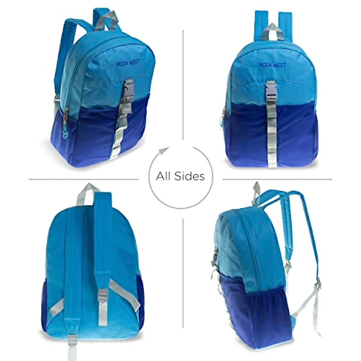 Moda West 24 Pack 17 inch Wholesale Bulk Backpack In Assorted Colors