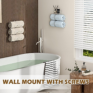 X-cosrack 6-Tier Over The Door Towel Racks for Bathroom - Wall Mounted Metal Towel Holder - Adjustable Rolled Towel Organizer Hanging Towel Storage, Matte White