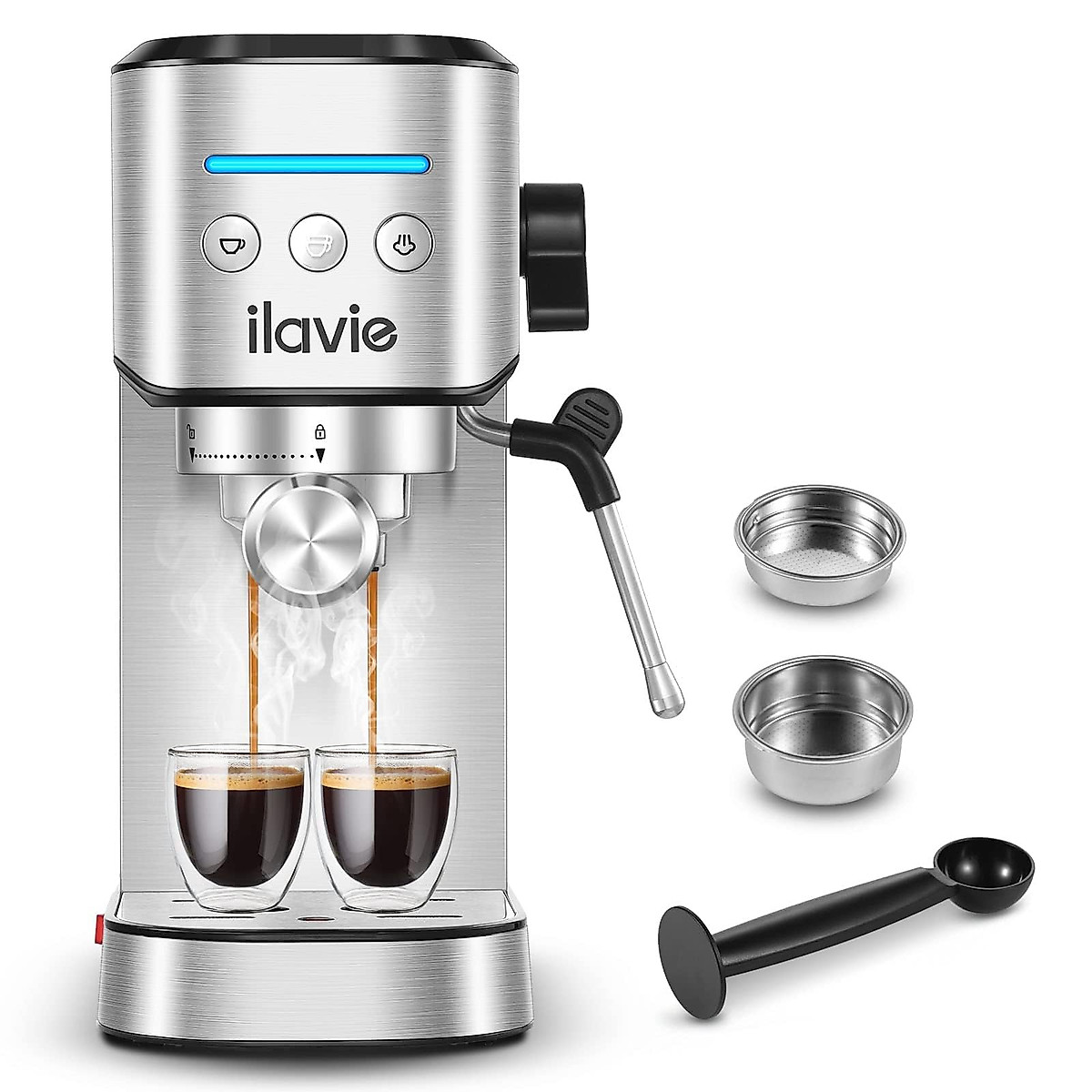 ILAVIE Espresso Machine with 1000ML Removable Water Tank for Cappuccino, Latte