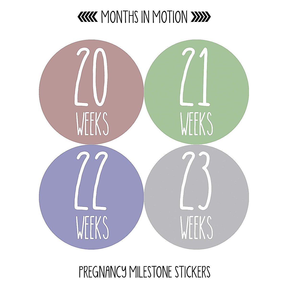 Months In Motion Weekly Pregnancy Growth Sticker | Week to Week Pregnant Expecting Photo Prop | Maternity Keepsake | Baby Bump | Weekly Stickers Photo (Set of 36 Stickers)
