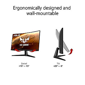 ASUS TUF Gaming 27" 1440P HDR Curved Monitor (VG27WQ1B) - QHD (2560 x 1440), 165Hz (Supports 144Hz), 1ms, Extreme Low Motion Blur, Speaker, FreeSync Premium, VESA Mountable, DisplayPort, HDMI , BLACK
