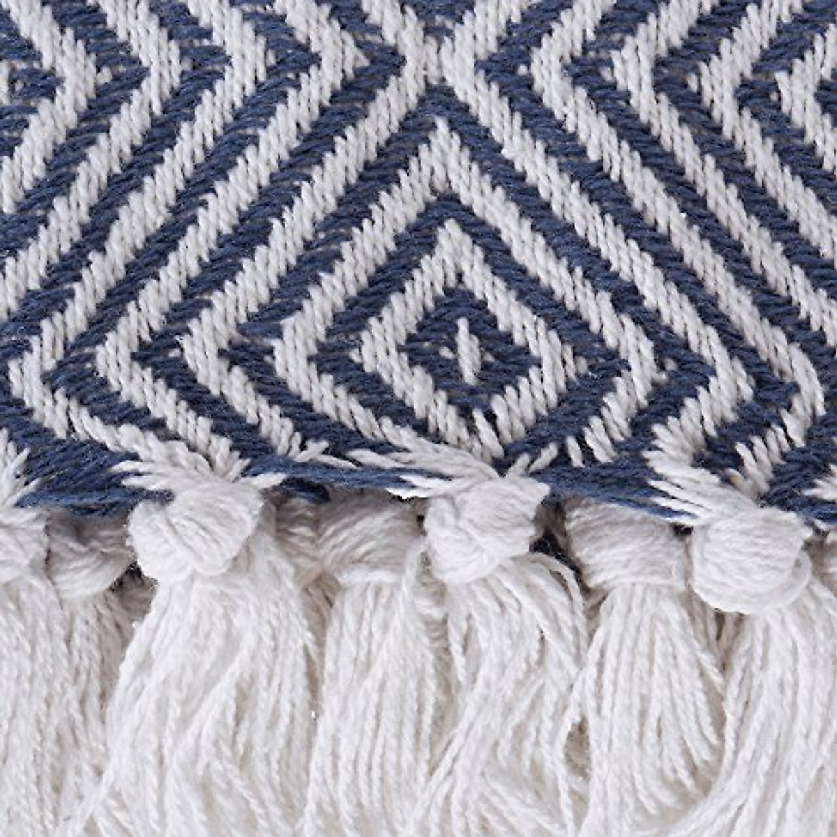 DII Diamond Throw Collection Woven Cotton, 50x60, French Blue