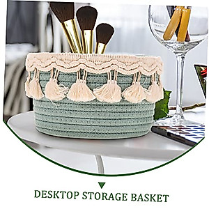 SWOOMEY Baby Toy Basket Cotton Rope Basket Tassel Side Rope Basket Desktop Basket Baby Cotton Rope to Weave Superior Cotton Rope Woven Toy Basket