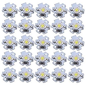 Hyuduo 1W 5V LED Chip Bulb, Light Beads 200lm Brightness High Bead Light Source Chip with Aluminum Plate for Floodlight, Pack of 25(Pure White 60006500K)