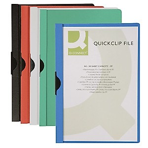 Q-Connect KF00462 Assorted Folders Clip File A4 Transparent Blue