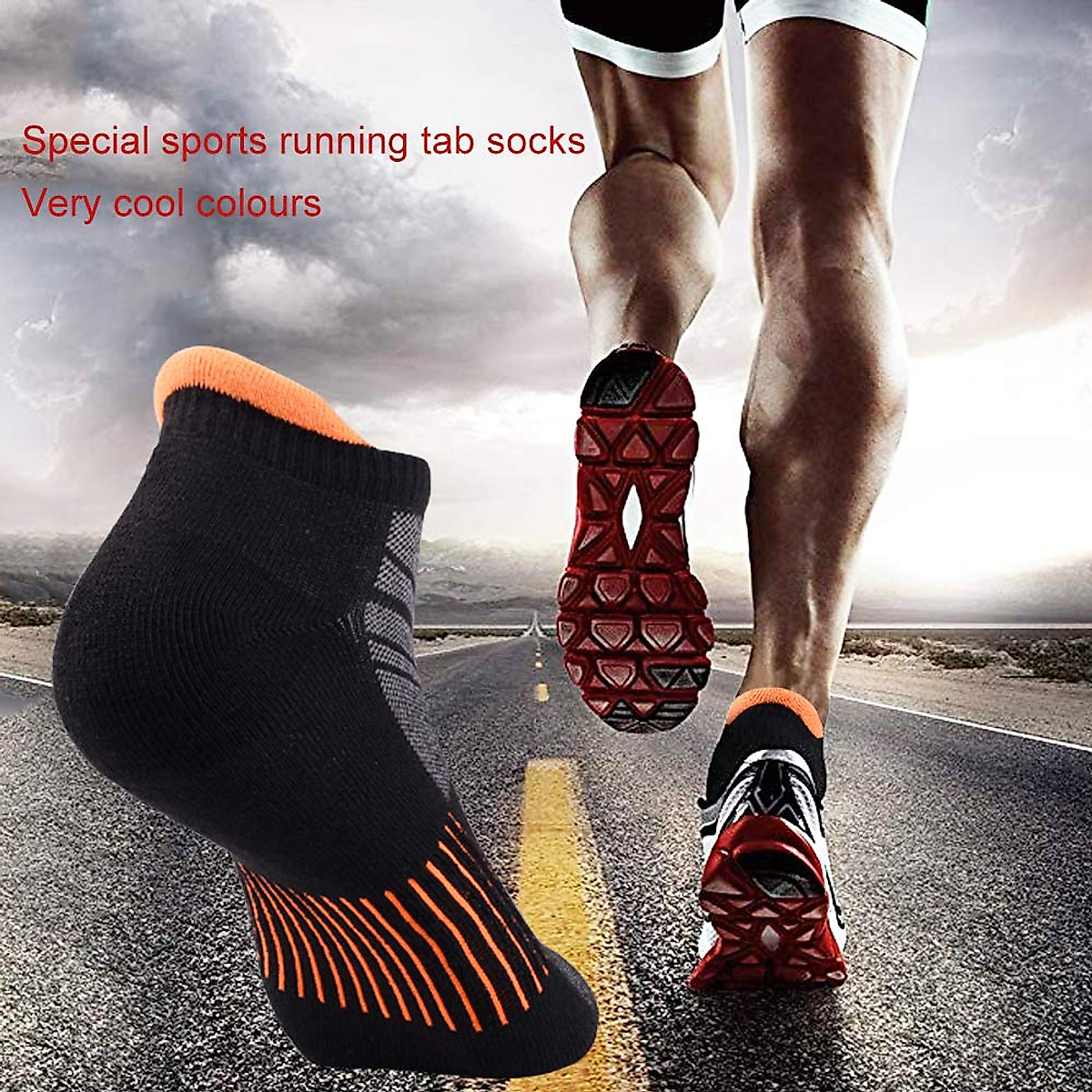 JOYNÉE Mens Ankle Low Cut Athletic Tab Socks for Men Sports Comfort Cushion Sock 6 Pack,Black,Sock Size 10-13
