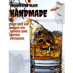 Halloween Gifts for Women Men Adults Hostess Whiskey Glass, Skull Gift Glass for Halloween Lovers or Party's Owners, Halloween Party Supplies - Skull