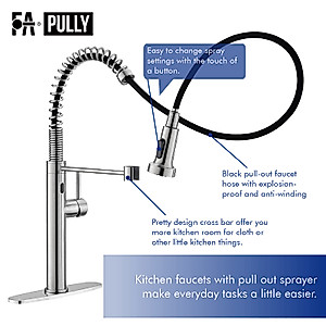 Fapully Touchless Kitchen Faucet with Pull Down Sprayer,Sensor Commercial Pull-Down Single Handle Kitchen Sink Faucet Brushed Nickel