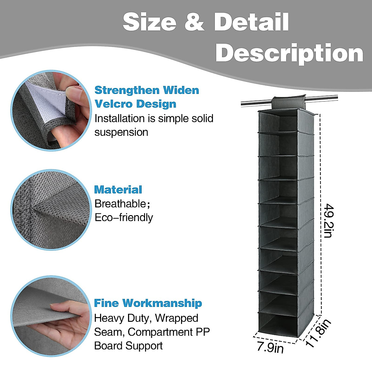 PUiKUS 10-Shelf Hanging Shoe Organizer Hanging Closet Shoe Organizer, Space Saving Shoe Holder & Storage, Closet Organizer Great for Shoes