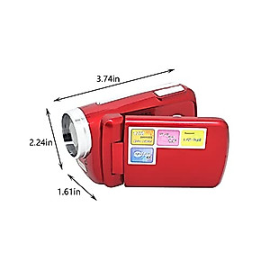 Digital Video Camera 12 Million-pixels 1.8 Inch Camera, Entry-level Camera 4x Digital Zoom Camera All-in-one Machine, Professional Digital Camera with Built-in Micphone&Speaker (Red)