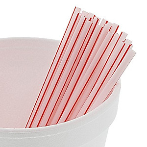 Royal 5" White with Red Stripe Sip Straw, Package of 1000