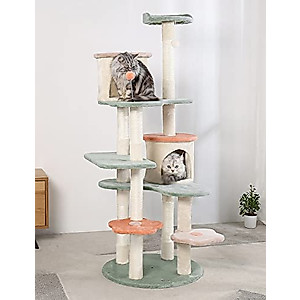 HYABi 63 inch cat Tree Creative Flower cat Climbing Frame cat Apartment with Flower Rest Platform(Large 7 Platforms)