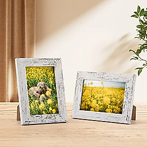 PETAFLOP 4x6 Picture Frame Set of 7, Distressd Rustic Frames Display 4 by 6 Inch Photo for Wall or Tabletop