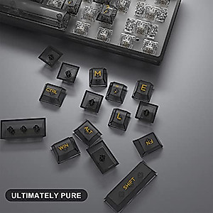 dagaladoo 140 Keys Black Clear Keycaps Full Set, Custom Cherry Profile Keyboard Keycaps, XVX Transparent PC Material Keycaps for 60% 65% 75% 100% Cherry Gateron Mx Switches Mechanical Keyboard