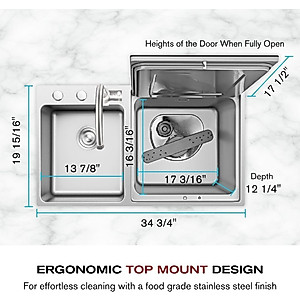 FOTILE SD2F-P5L 3-in-1 In-Sink Dishwasher & Kitchen Sink Combo with 360° Cleaning, Produce Wash, Child Lock, Energy Efficient for Space-Saving Hygienic Kitchen Solutions (Dishwasher on the Left)