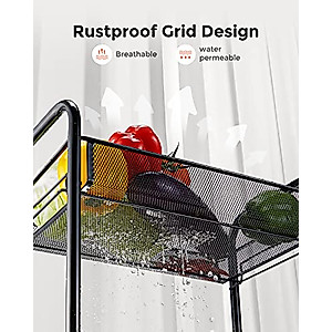 Pipishell 4-Tier Mesh Wire Rolling Cart Multifunction Utility Cart Metal Kitchen Storage Cart with 4 Wire Baskets Lockable Wheels for Home, Office, Kitchen PIUC02