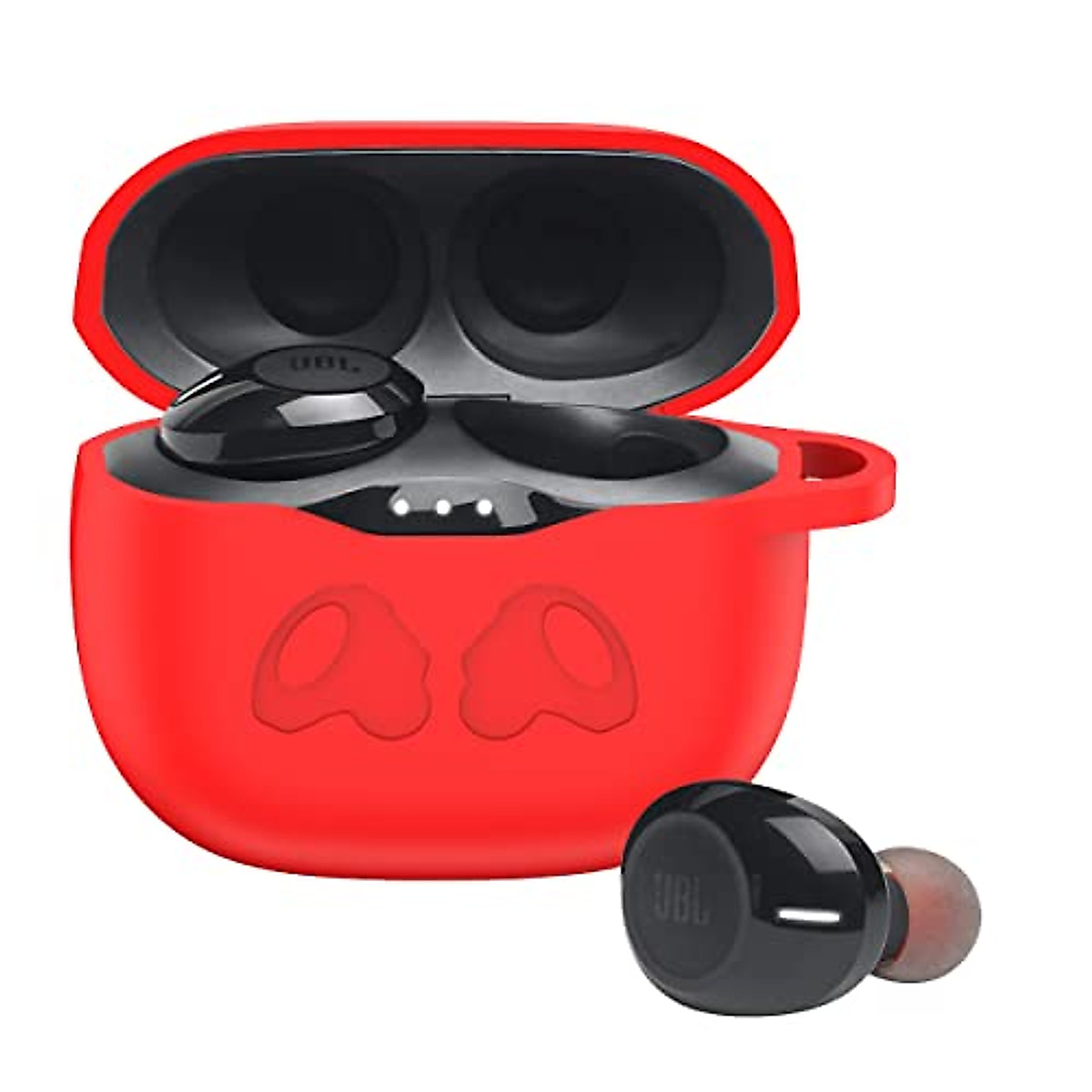 WQNIDE for JBL Tune 125TWS Case Cover, Anti-Lost & Shockproof Protective Soft Silicone Skin for JBL Tune 120TWS True Wireless,in-Ear Headphone Charging Case with Keychain[Front LED Visible](Red)