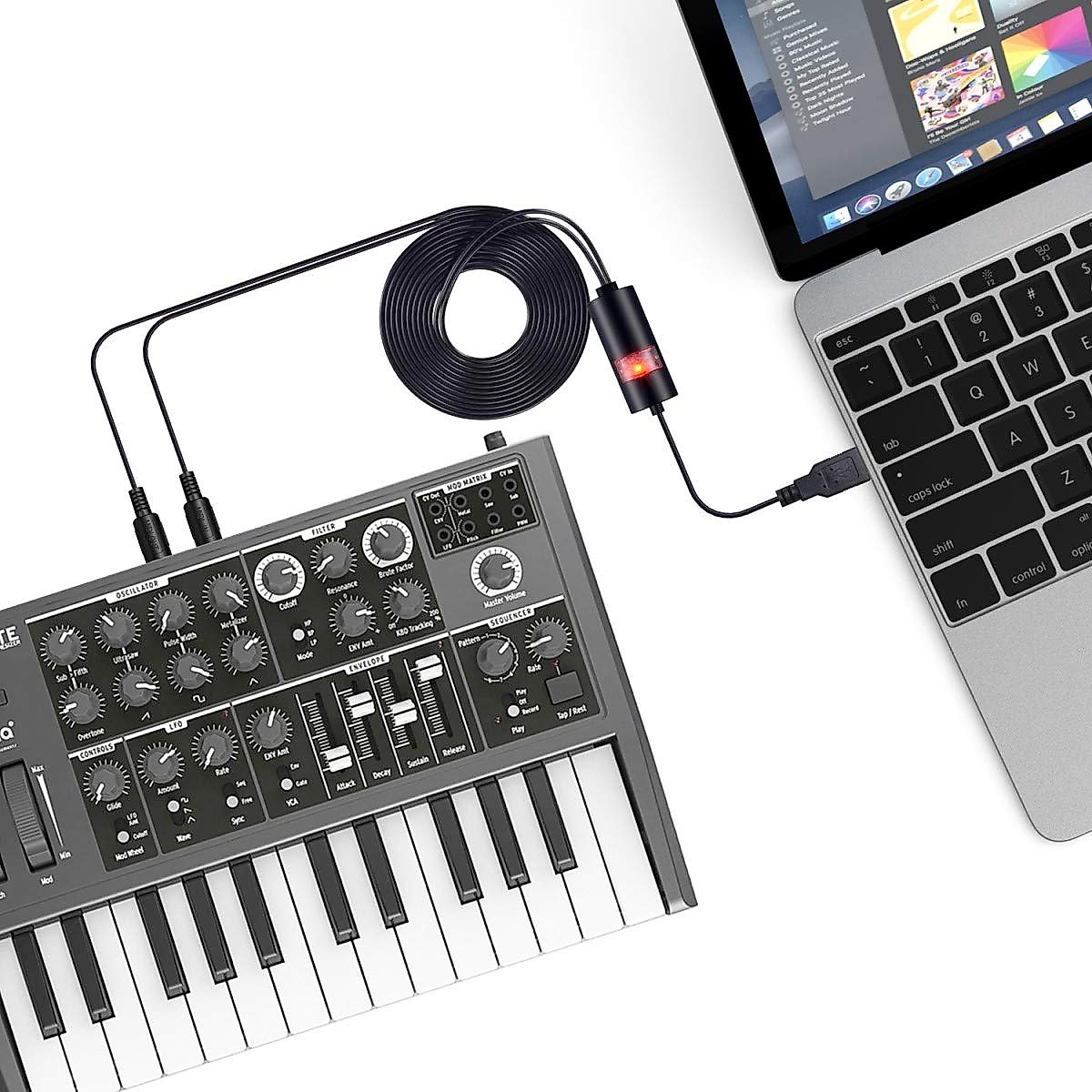 LiDiVi in-Out MIDI to USB Cable, 5-PIN DIN MIDI Cable Convert Piano Keyboard Instruments with Laptop PC MAC, No Need Drivers for Home Music Studio ¨C 6.5Ft, Black