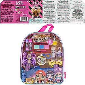 L.O.L. Surprise! Townley Girl Makeup Filled Backpack Set with 12 Pieces, Including Lip Gloss, Nail Polish, Nail Stones and Keychain, Ages 5+ for Parties, Sleepovers and Makeovers