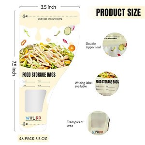 48 Pack Salad Dressing Container to Go, 3.5oz Small Disposable Food Storage Bag, Yogurt Applesauce Pouch, Snack Sauce Condiment Container, Nut Fruit Puree Storage Zipper Pouch for Lunch Boxes Picnics