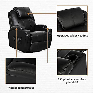 Esright Massage Recliner Chair Heated Composite Materials Ergonomic Lounge 360 Degree Swivel, 1 Chair, Black