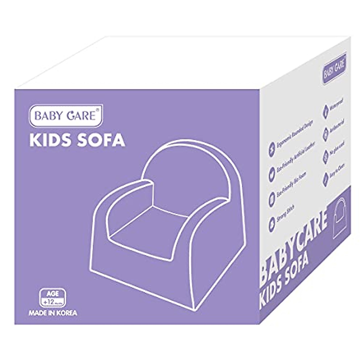 Baby Care Leather Kids Sofa (Gray) | High-end Quality Toddler Chair and Kids Couch for Boys and Girls | Waterproof, Ergonomic, Easy to Clean, No Glue Used …