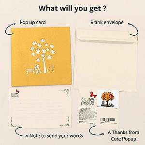 CUTE POPUP - Autumn Pop Up Card with Romantic Couple and Maple Design, Anniversary Pop Up Card - 1st Wedding Anniversary Card, Valentines Day Card - The Perfect 3D Valentine Present for Couple, Wife, Girlfriend, Husband