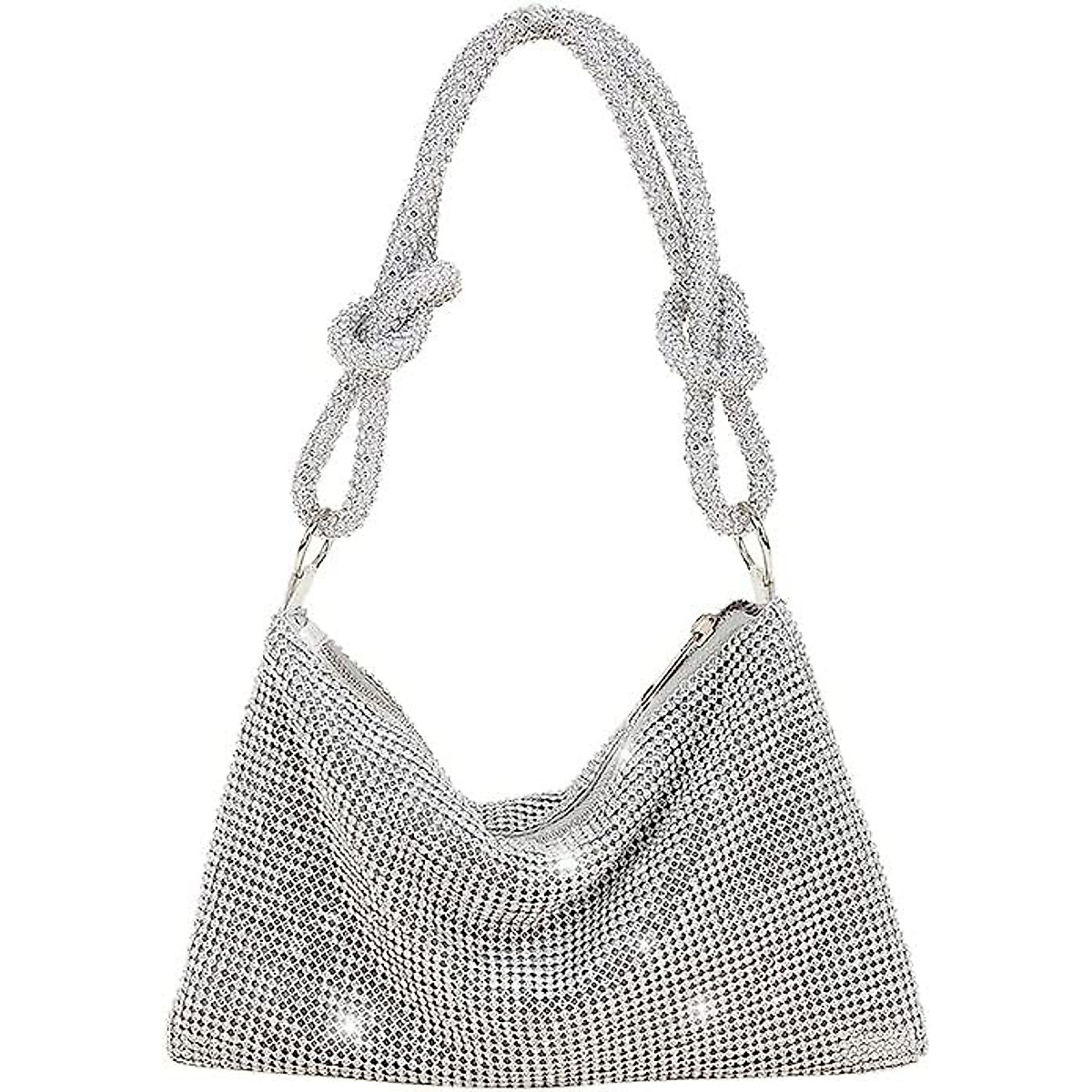 TIAMID Handbag luxury Rhinestone Hobo Bag for Women Evening Purse Silver Diamond Purses Prom bags out of Club (Silver)