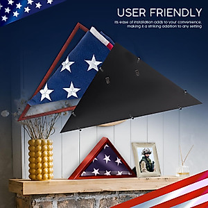 Forever Lane Flag Display Case for American Veteran Flag, Large 9.5x5 ft Memorial Flag Box -Military Flag Holder, Solid Wood w/Acrylic Front,Wall Mount or Standing Display Box