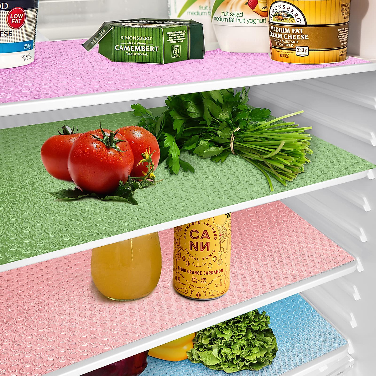 TIONTURE 4 Pcs Refrigerator Liners Refrigerator Mats EVA Fridge Liner for Glass Shelves Washable Refrigerat Mat Fridge Mats for Refrigerators Cabinets Wardrobes Drawers