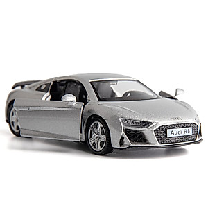 RMZ City Compatible for 1:36 Diecasting Alloy Car Model Audi R8 Toy Car, Pull Back Vehicles Toy Car for Toddlers Kids Boys Girls Gift Silver