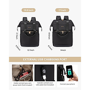 LOVEVOOK Laptop Backpack for Women Men, 17 Inch Work Backpacks Purse with USB Port, Waterproof Nurse Teacher Bag, Wide Open Business Travel Computer Backpack, Convertible College Tote Daypack