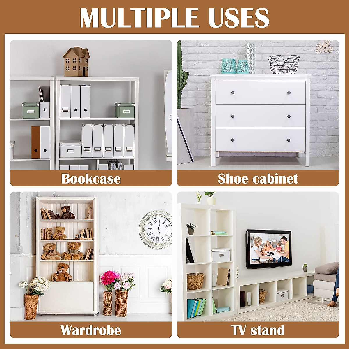 Oudain 6 Sets Anti Tip Furniture Straps Furniture Anchors Furniture Wall Anchor Straps for Pet Proofing 500 Pound Nylon Strap Furniture Anchor for Home Dresser, Shelves, Bookcase, TV