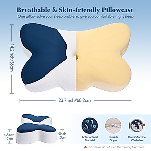 Cervical Pillows for Neck Pain Relief - Adjustable Orthopedic Side Sleeping Pillow, Memory Foam Pillows for Neck and Shoulder Support, Ergonomic Contour Side Back Stomach Sleeper Bed Pillow for Adult
