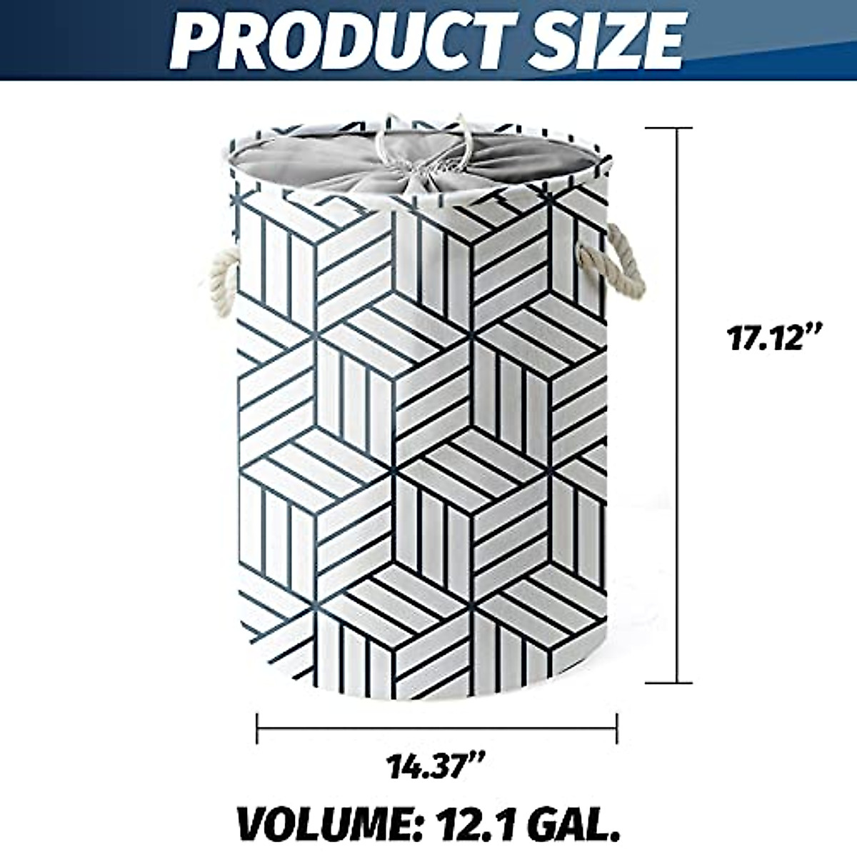 Hampers for Laundry Collapsible Clothes Baskets with Easy Carry Handles and Drawstring Waterproof Storage Organizer Perfect for Kids Boys Girls Toys Room, Bedroom, Nursery, Home, Gift Basket - 38L