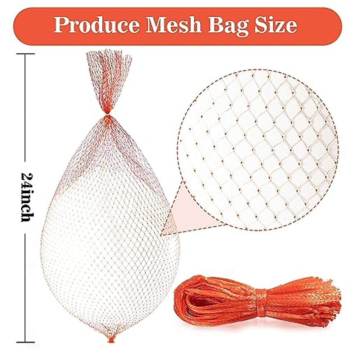 Sukh 90PCS Mesh Produce Bags - 24Inch Mesh Vegetable Bags Onion Storage Bags Net Produce Seafood Bags net bags for vegetables Storage Fruits Seafood and Other Agricultural Products Red