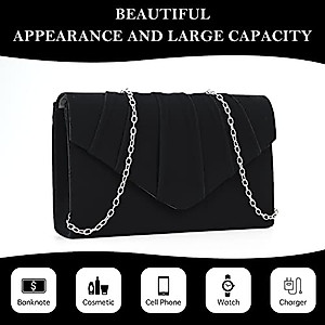 KUANG! Women's Evening Clutch Bag Velvet Pleated Envelope Clutch Handbag for Bridal Wedding Party