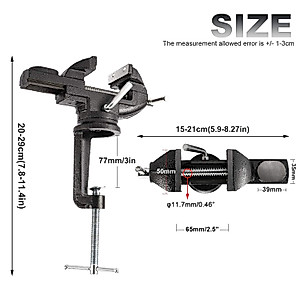 HighFree 3 Inch Small Bench Vise, Home Table Vise, Clamp-On Vise 360 Degrees Rotating Universal Clamp Units Vise for Workbench (Black)