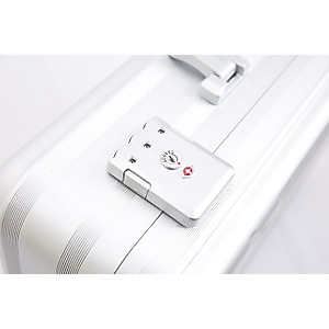 urecimy Silver 18.1X13.8X4.5 Inch Diplomatic Metal Briefcase Aluminum Toolbox Cash Case 18 Inch Laptop Briefcase Hardsided