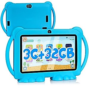 ATMPC Kids Tablet, 7 inch Tablet for Kids, 32GB ROM 3GB RAM Android 11.0 Toddler Tablet with 2.4G WiFi, GMS,Parental Control, Education APP, Dual Camera, Shockproof Case, Purple