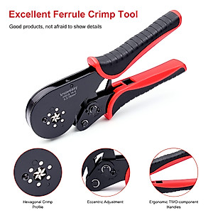 Hexagonal Ferrule Crimping Tool,Knoweasy 16-6 Ferrules Crimp Tool and Hexagonal Wire Ferrule Crimper Used for 30-5 AWG/0.5-16mm² Cable End Sleeves