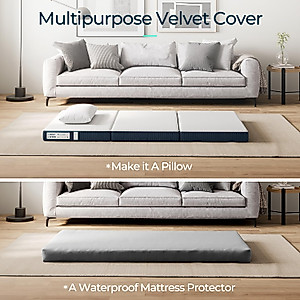 LINSY LIVING Twin Size Folding Mattress with Extra Waterproof Cover, 4 Inch Tencel Trifold Mattress, Twin Memory Foam Mattess, Foldable, Portable, Easy Storage Sofa Bed, Twin Size, 74" * 38"