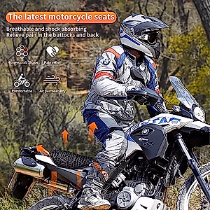 FQMY Motorcycle Gel Seat Cushion with Seat Pad Sunshade Cover, Large 3D Honeycomb Motorcycle Seat Cover, Breathable Shock Absorption Reduces Motorcycle Gel Seat Pad for Comfortable Long Rides